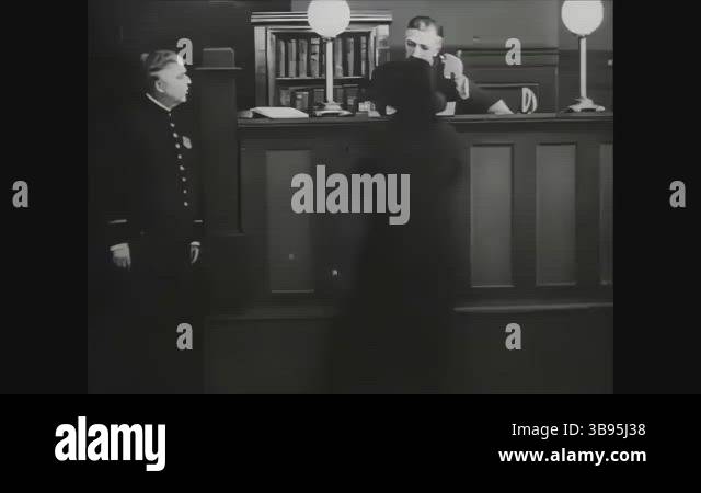 USA - 1913 - Judges and detectives attentively watch the film presented ...