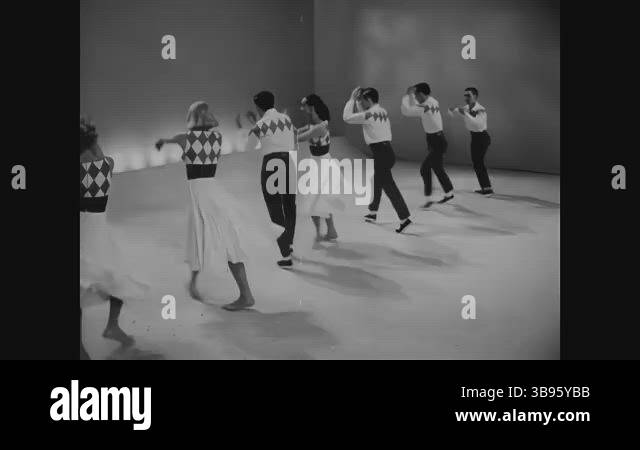 USA - 1956 - A modern dance troupe performs a number with finger ...