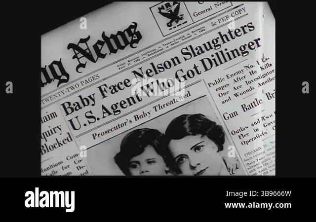 USA - 1930s - Headlines display news of the capture and killing of ...