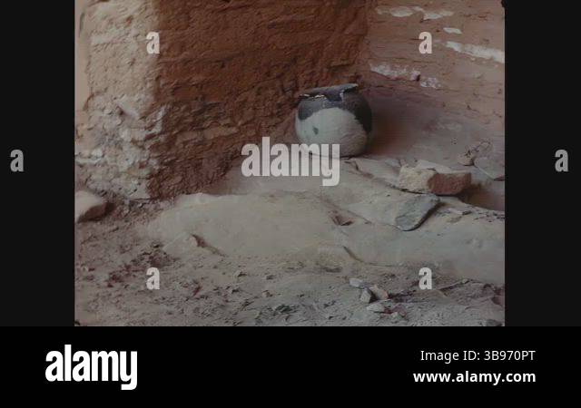 NEW MEXICO - 1975 - Archaeologists climb ladders and inspect Mogollon ...