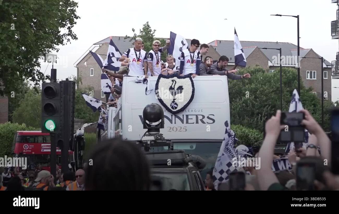 Fans line streets as Tottenham celebrate Europa League success Stock ...