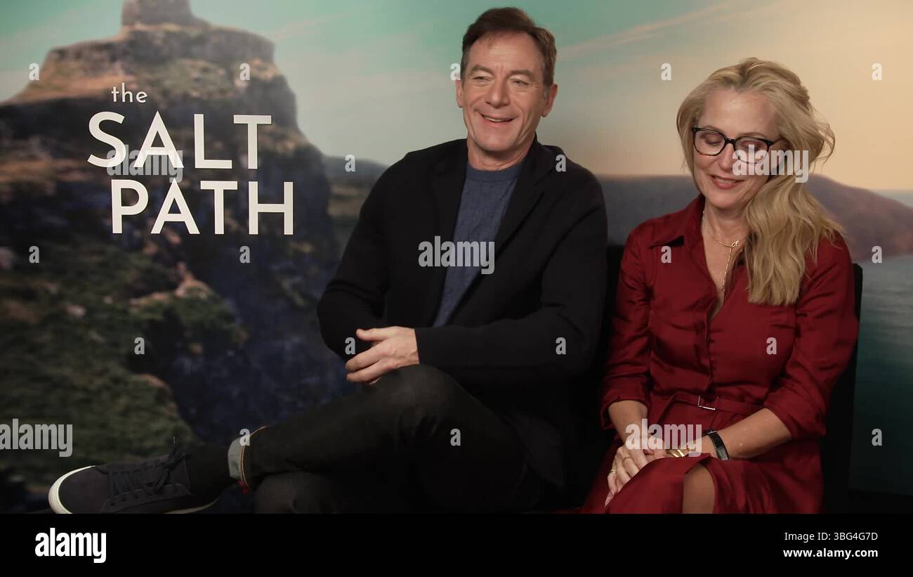 Junket interview with Jason Isaacs and Gillian Anderson, stars of the new movie The Salt Path ...