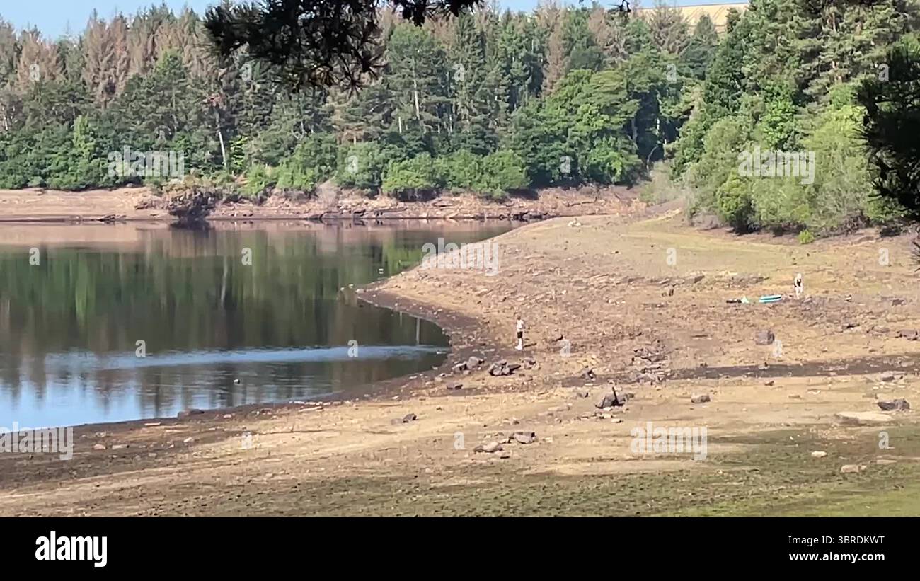 Low water levels at Yorkshire Water's Agden Reservoir Stock Video ...