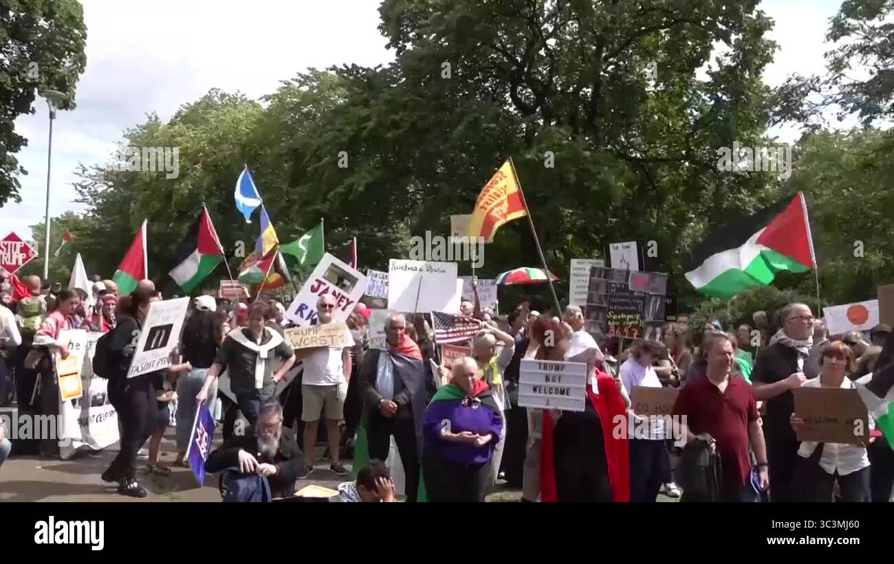 Protesters speak out against Donald Trump's visit to Scotland Stock ...