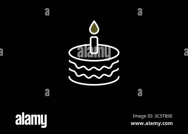 A minimalist birthday cake animation with softly flickering candles ...