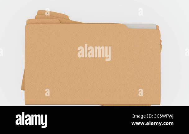 A 3d animation of standard light brown file folders. Each folder ...