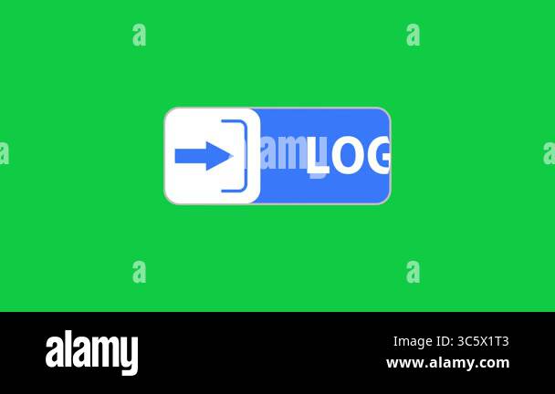 Green screen animation of Log in button with pointer, simple animation ...