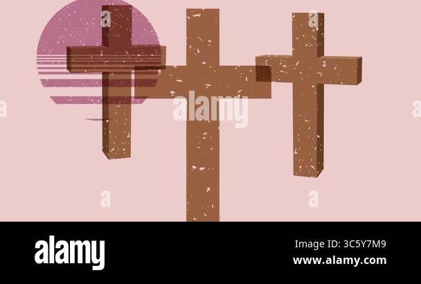 Risograph Religious Cross with geometric shapes animation. Moving ...