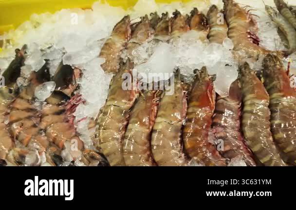 A variety of seafood is sold at an Asian market Stock Video Footage - Alamy