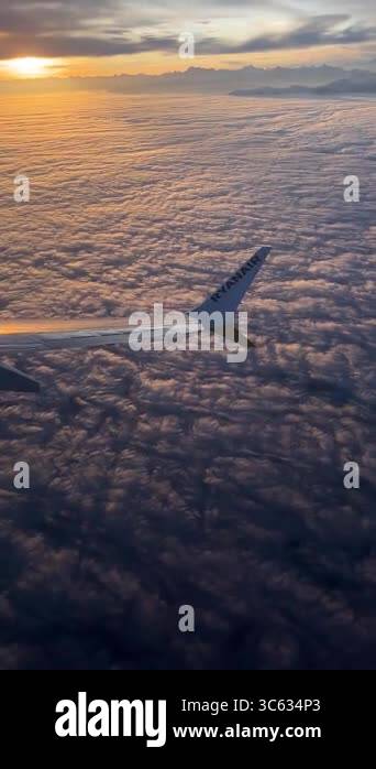 Ghemme, Italy - February 19, 2025: View from Ryanair plane during ...