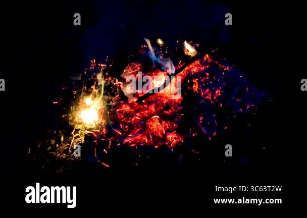 fire burning outside ash danger Stock Video Footage - Alamy
