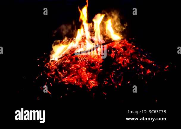 fire burning outside ash danger Stock Video Footage - Alamy