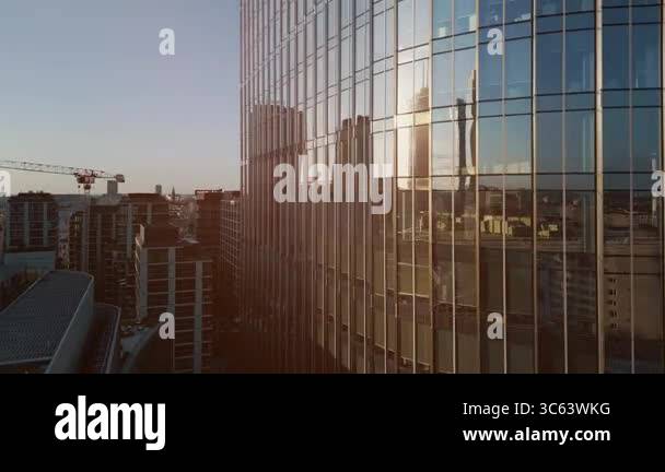 exterior of modern office building from glass and steel, city ...