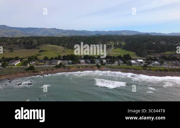 Stunning aerial view showcases the breathtaking coastline of Cambria ...