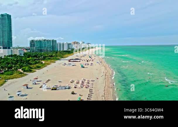Summertime aerial seaside. Travel destination. Seascape of Miami south ...