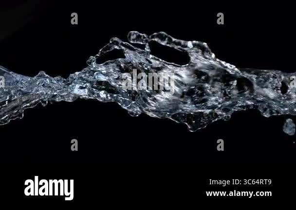 Ultra Slow Motion Water Splash in 1000fps on Black Background, Crystal ...