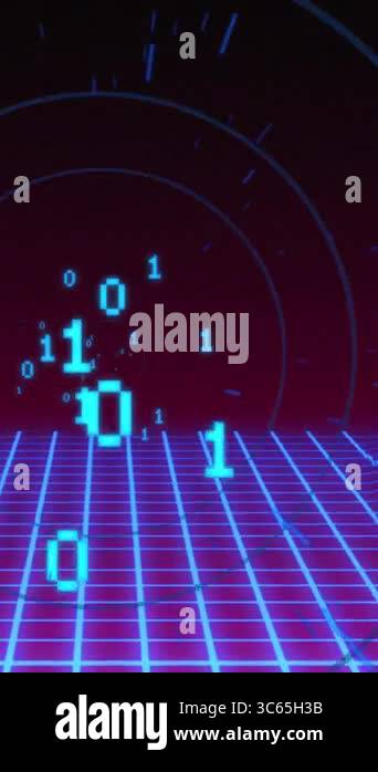 Animation Of Binary Coding And Digital Mountains Over Circles Global