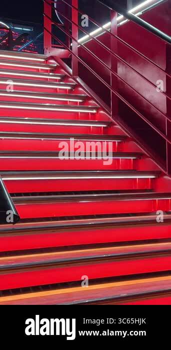 stairs and railings of exposed brick smooth surface. Metal railings and ...