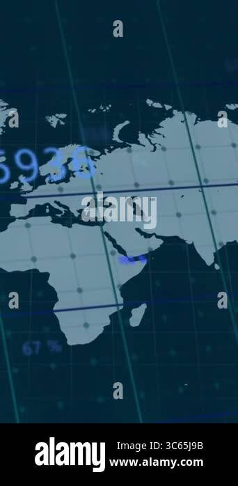 Animation of world map over data processing. ukraine crisis and ...
