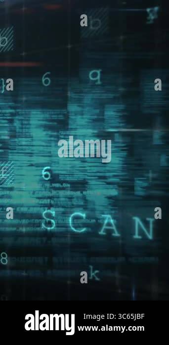 Animation of cyber attack warning over silhouettes of people in server ...