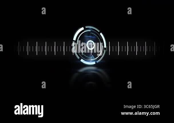 Animation of futuristic digital interface with circular elements and ...