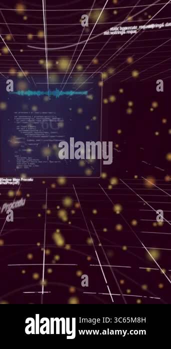 Animation of 6g, dots and data processing moving over brown background ...