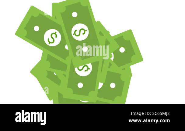 animated stack of dollar bills on white background Stock Video Footage ...