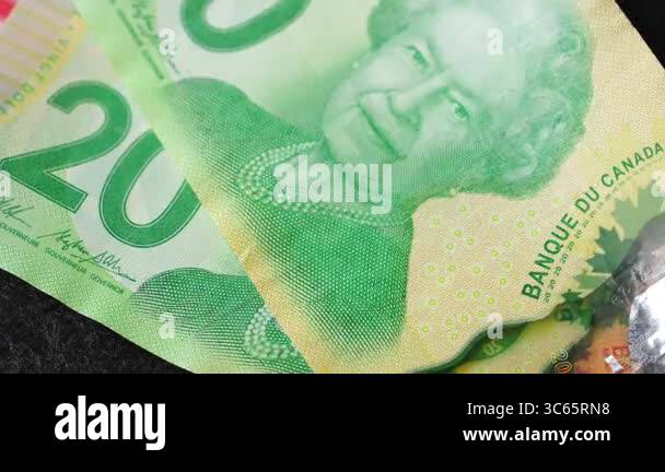 Closeup and detailed view of banknotes of different currencies and ...