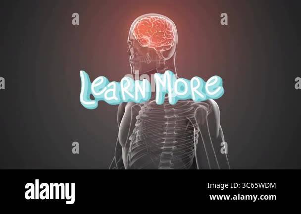Animation of human brain and spine with Learn More text in school ...