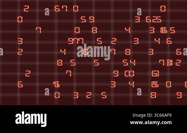 Simple animated background of randomly appearing numbers on a checkered ...