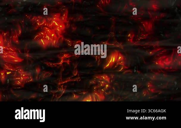 Abstract animated background with boiling lava and thick smoke. View of ...