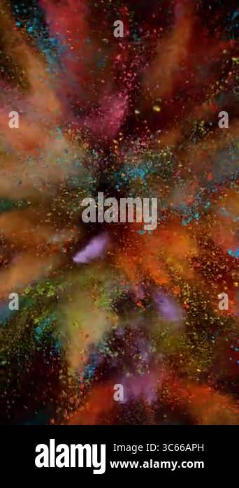 Super Slow Motion Shot of Powder Explosion Isolated on Black Background ...