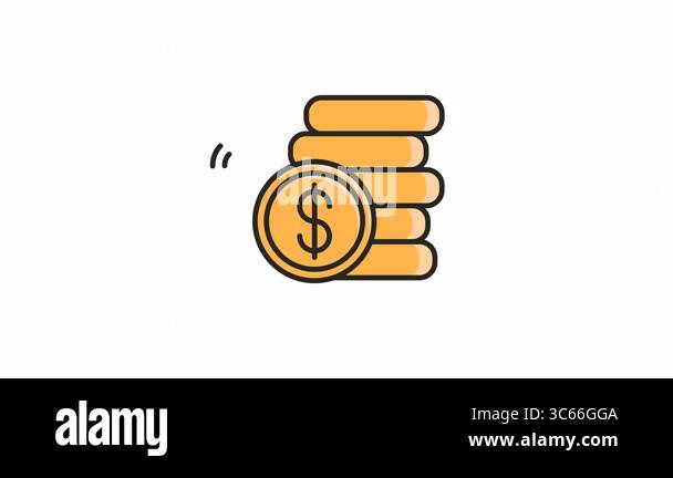 Animated Dollar Coin Stack Icon Looping with Alpha Channel Stock Video ...