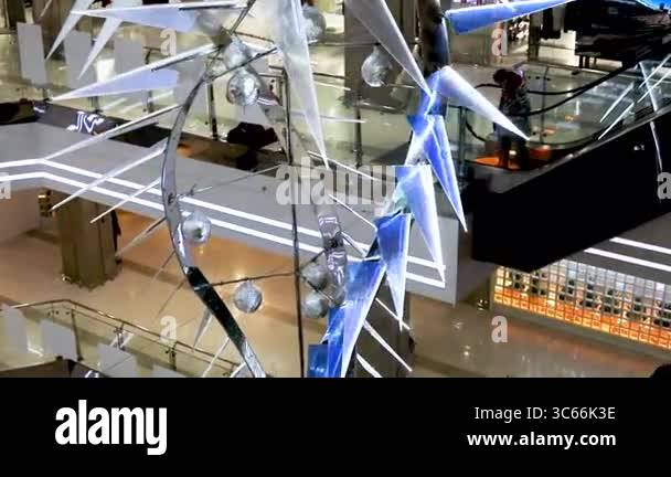 geometric twisting structure in a shopping mall Stock Video Footage - Alamy