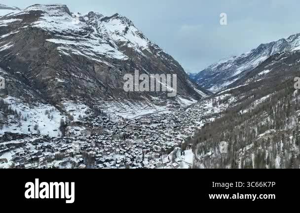Amazing aerial view of Zermatt, Switzerland, showcasing the iconic ...