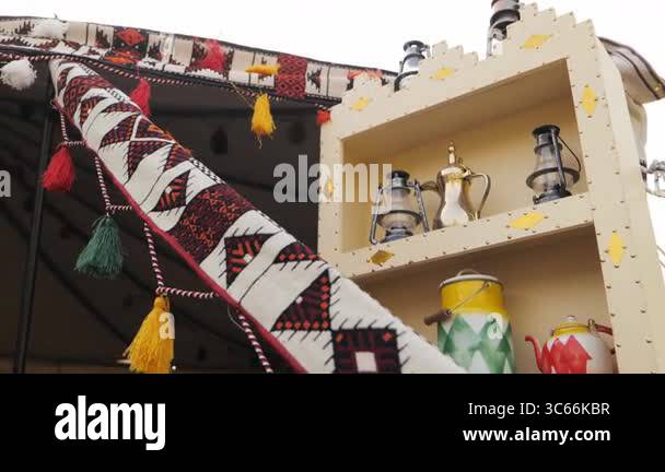 Traditional Bedouin Tent Interior in Saudi Arabia. Video. Traditional ...