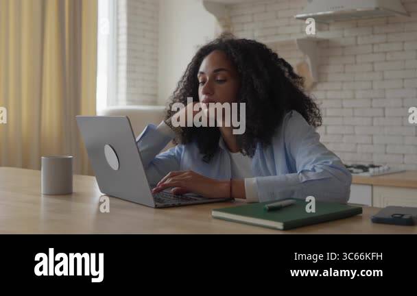 Frustrated Woman Staring At Laptop Screen Struggling With Work Problem ...