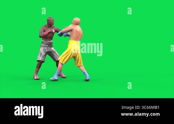 Green Screen Boxers Fight in the Ring, Super Combo Boxe 3D Animation ...