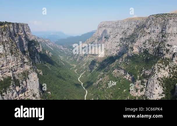 Amazing Aerial view of Vikos gorge and Pindus Mountains, Zagori, Epirus ...