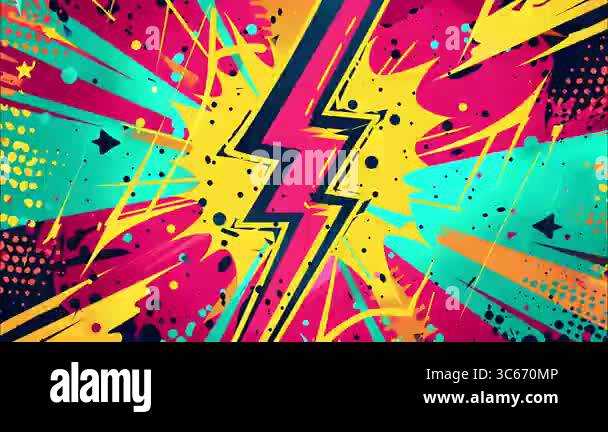 2d cartoon animated comic-style seamless loop abstract background with ...