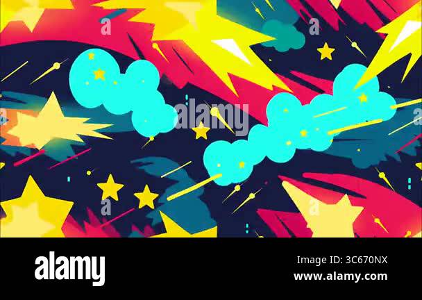 2d cartoon animated comic-style seamless loop abstract background with ...