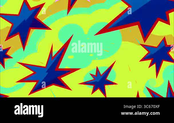 2d cartoon animated comic-style seamless loop abstract background with ...