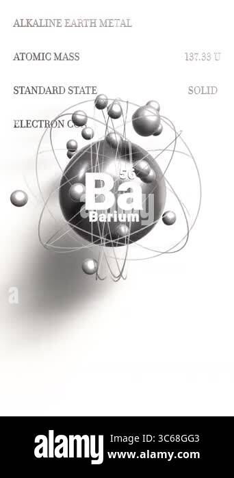 Vertical Barium Ba Alkaline earth metal 3d animation element from ...