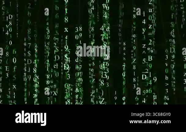 falling computer matrix code animation background, concept of cyber ...