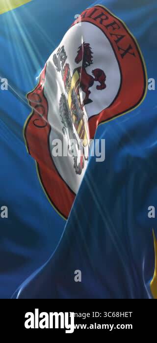 Flag of Fairfax, Virginia, United States. Loop. 4K Vertical Stock Video ...