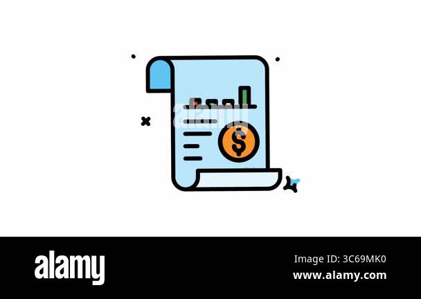 Animation financial report presenting a bar chart and dollar sign ...
