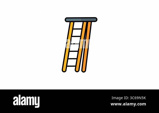 Wooden ladder animation with six rungs and a top rail. Ideal for DIY ...