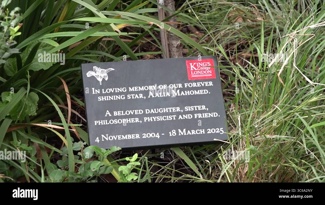 Plaque unveiled in memory of Aalia Mahomed at King's College Student ...