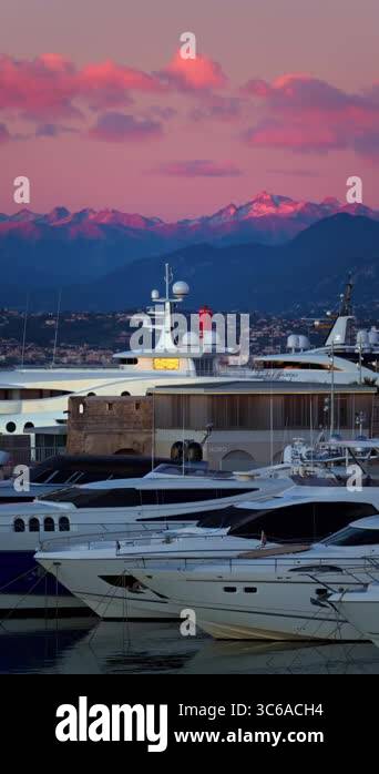 Multiple white boats docked in the Port Vauban, Antibes, France with ...
