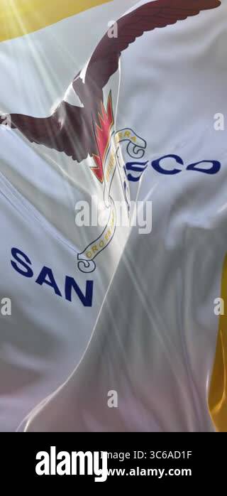 San Francisco city flag, city of USA or United States of America. 4K ...